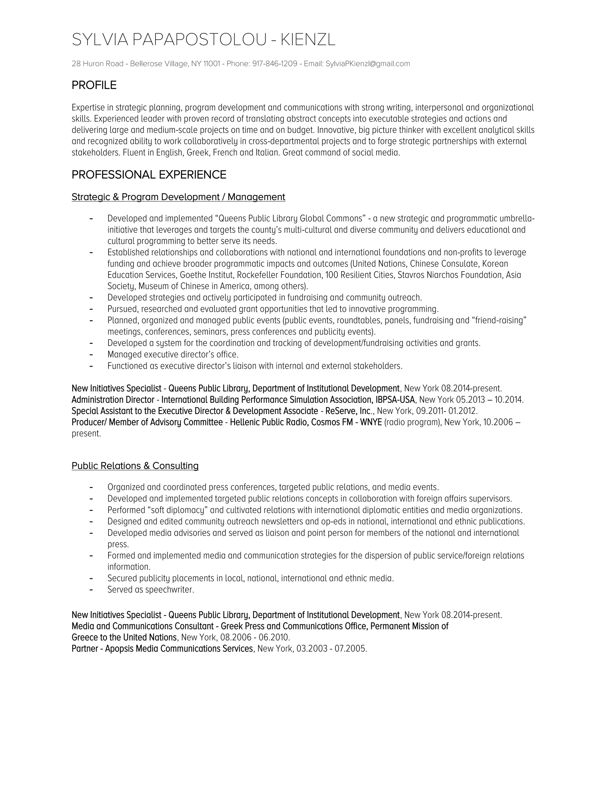 Sylvia papapostolou kienzl resume | PDF