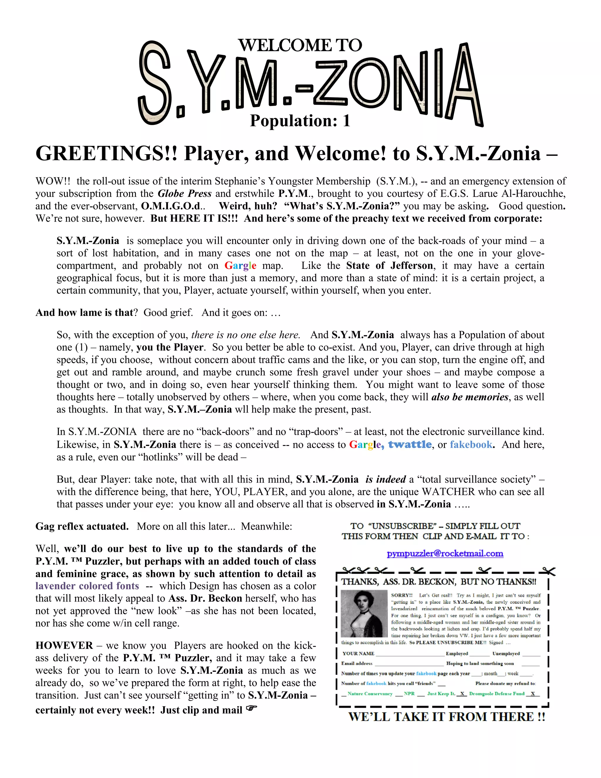 SYM-ZONIA -- BUMMER !! | PDF