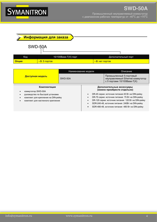 Symanitron SWD-50A datasheet | PDF