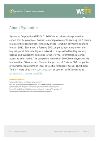 Symantec Website Security Threat Report 2014 - RapidSSLOnline | PDF