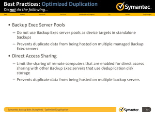TECHNICAL WHITE PAPER Symantec Backup Exec 2014 Blueprints - Optimized Duplication | PPT