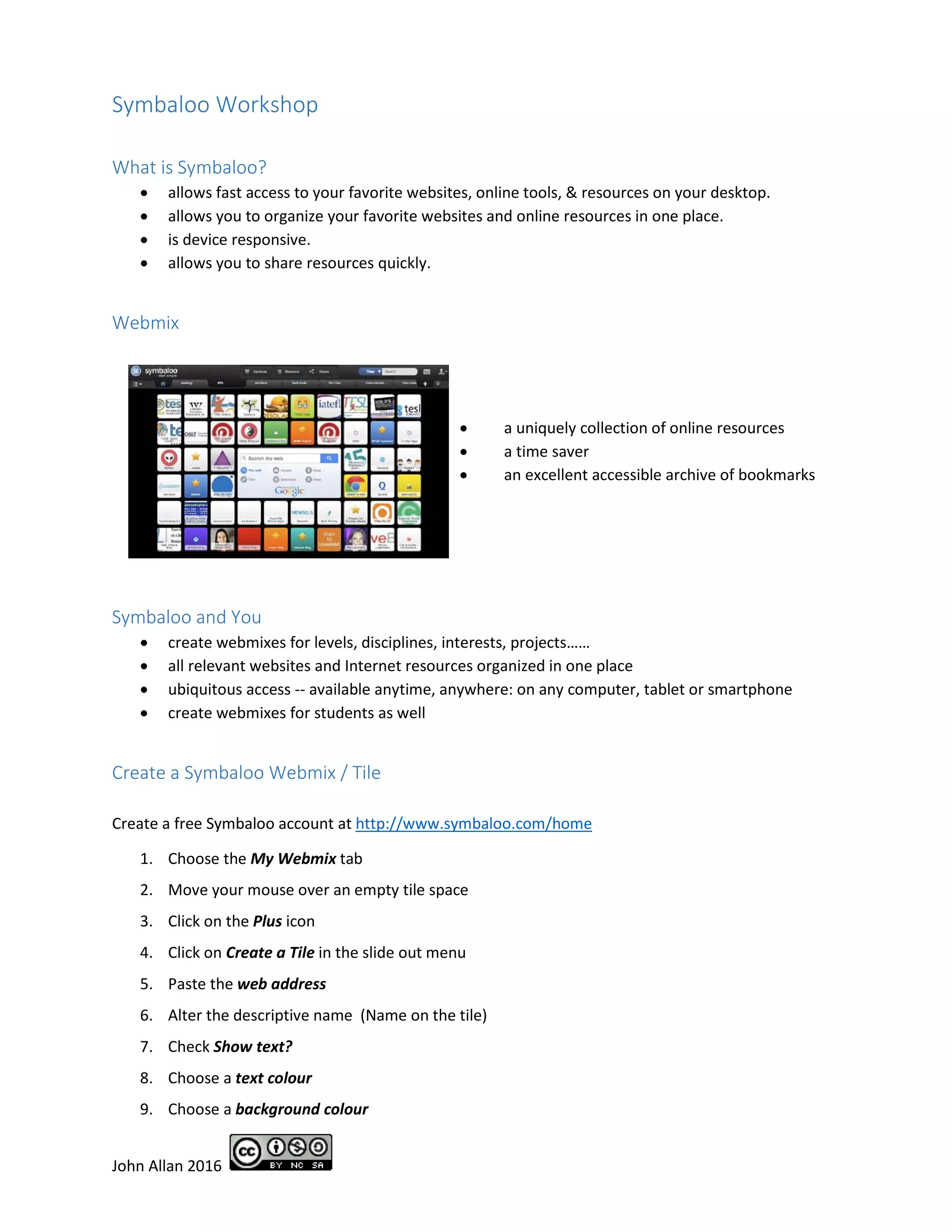 Symbaloo How To Sheet | PDF