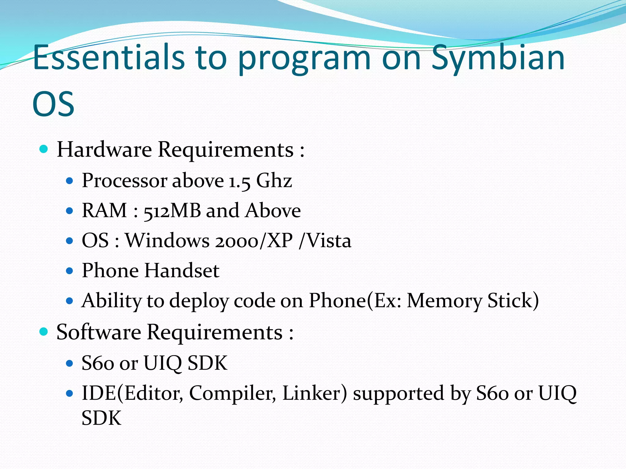 Symbian OS Application Development | PPTX