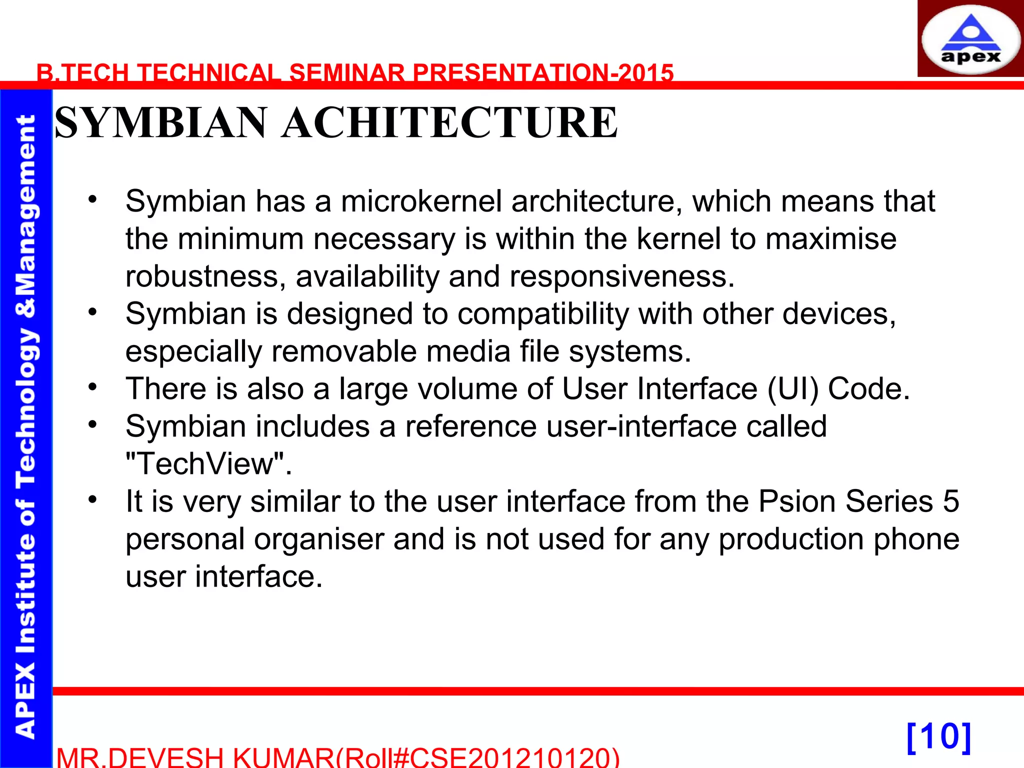 Symbian mobile operating system ppt | PPT
