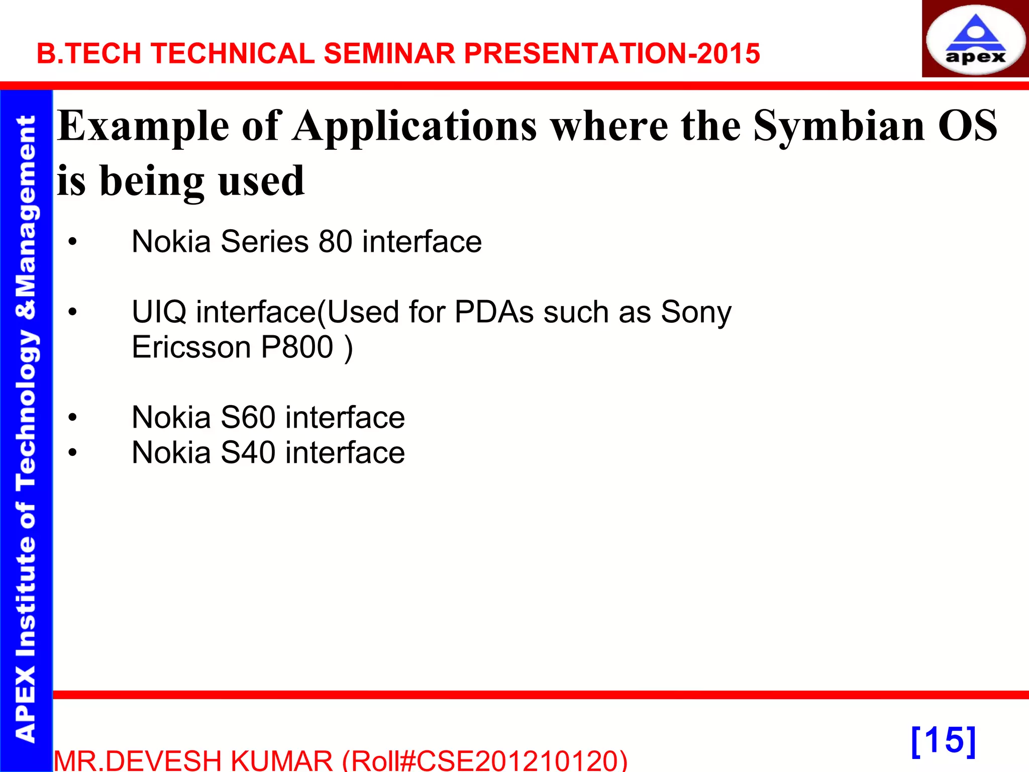 Symbian mobile operating system ppt | PPT