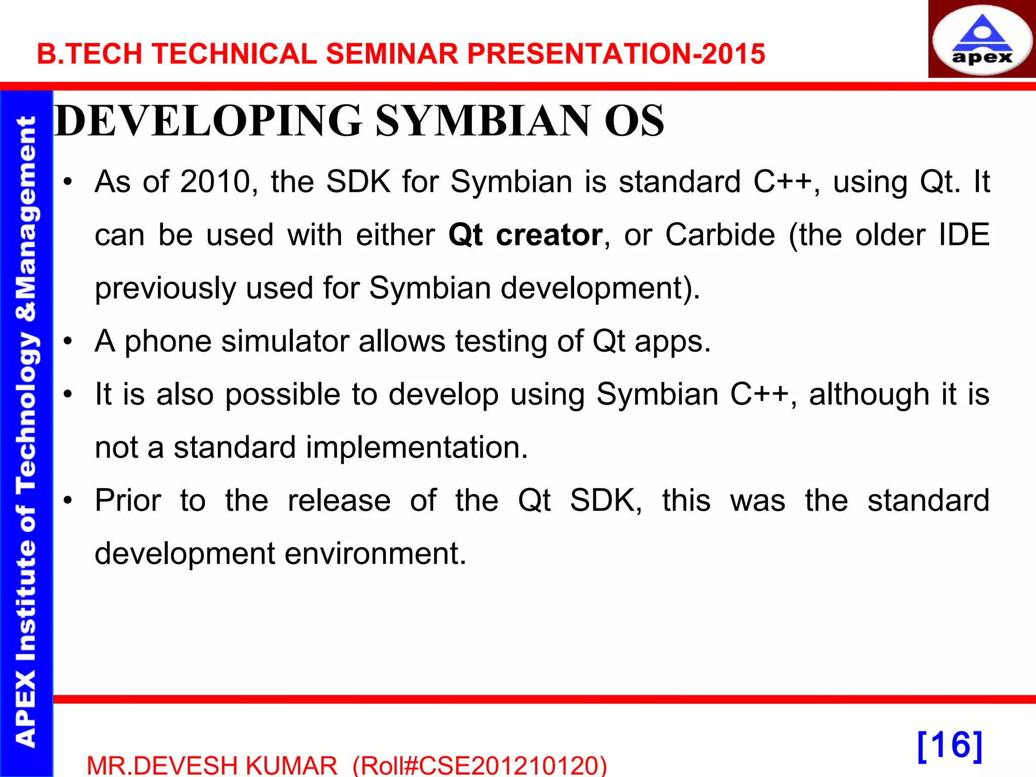 Symbian mobile operating system ppt | PPT
