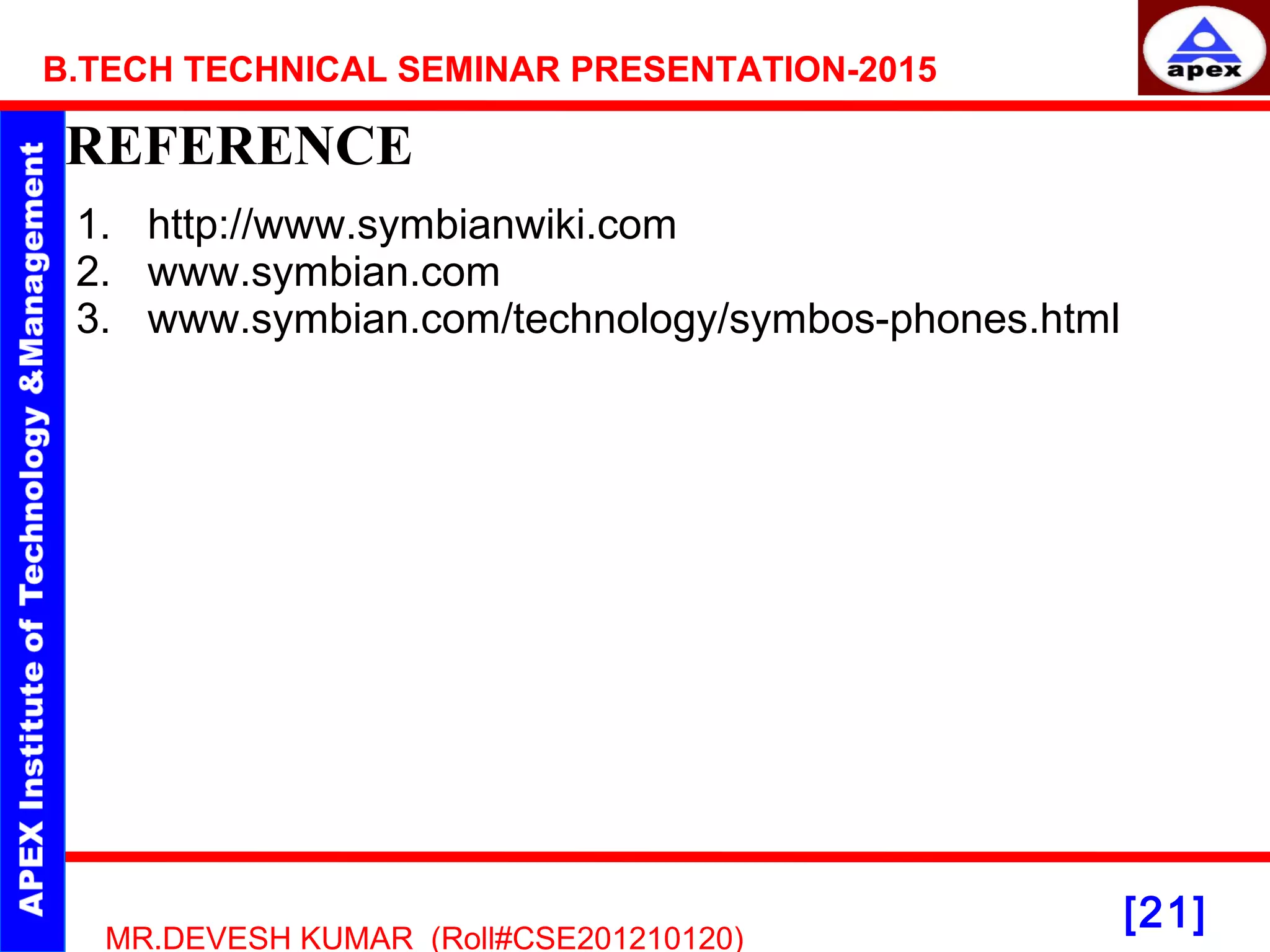 Symbian Mobile Operating System Ppt Ppt