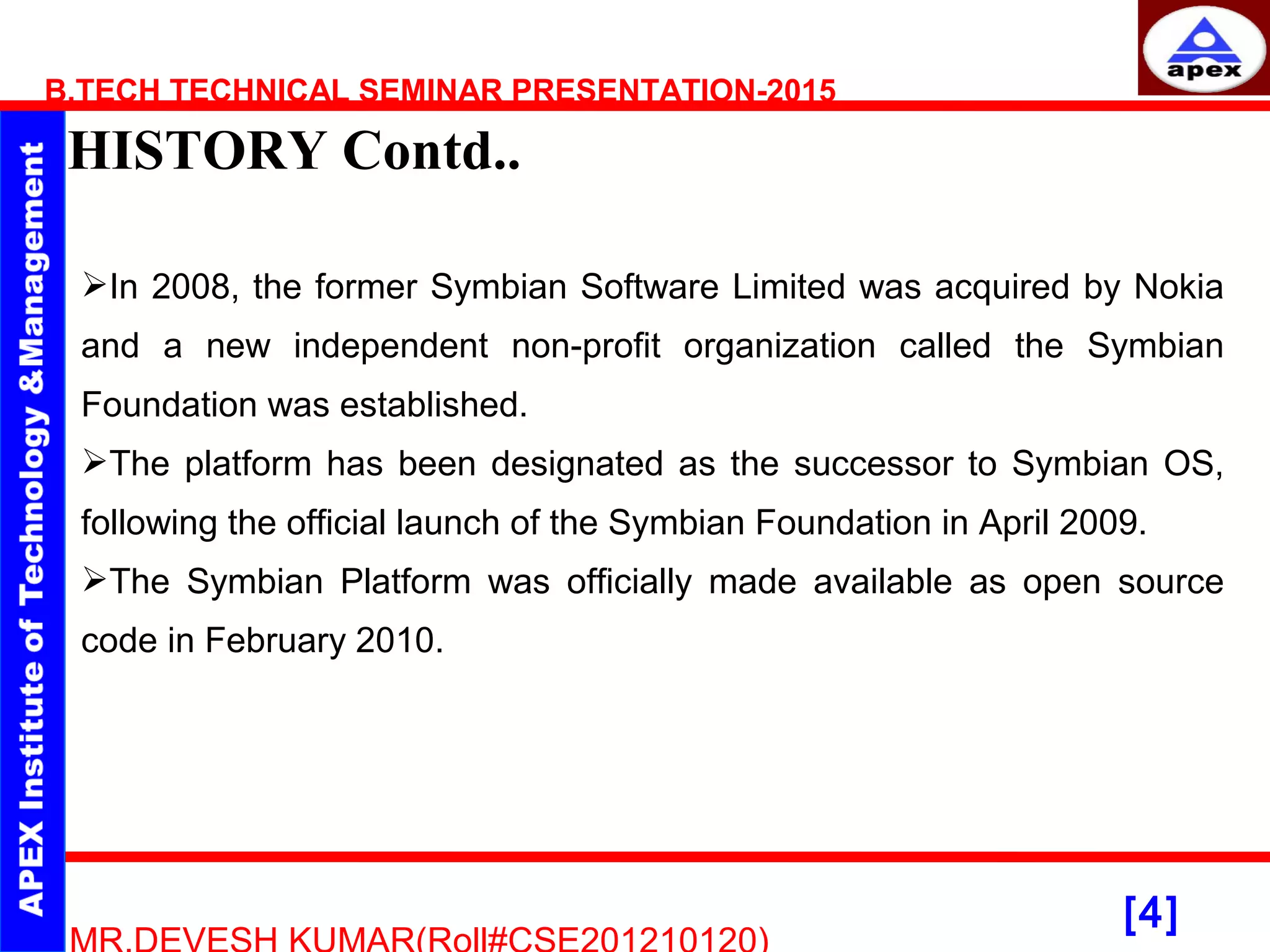 Symbian mobile operating system ppt | PPT