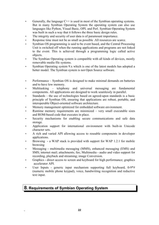 Symbian mobile operating system seminar report | DOC