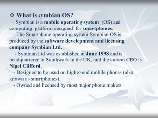 Symbian Operating system | PPTX