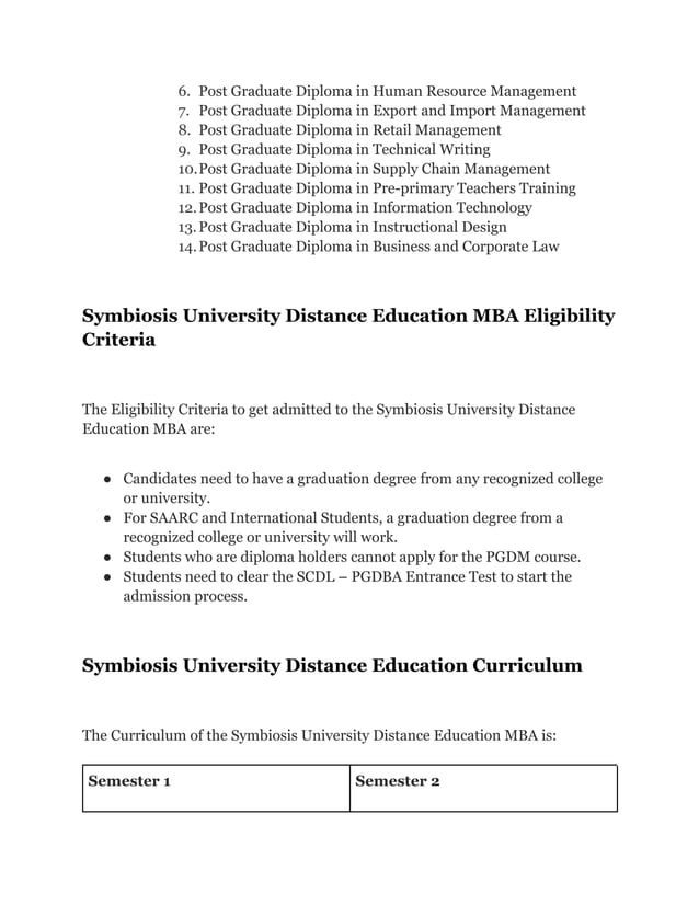 Symbiosis Centre for Distance Learning courses | PDF