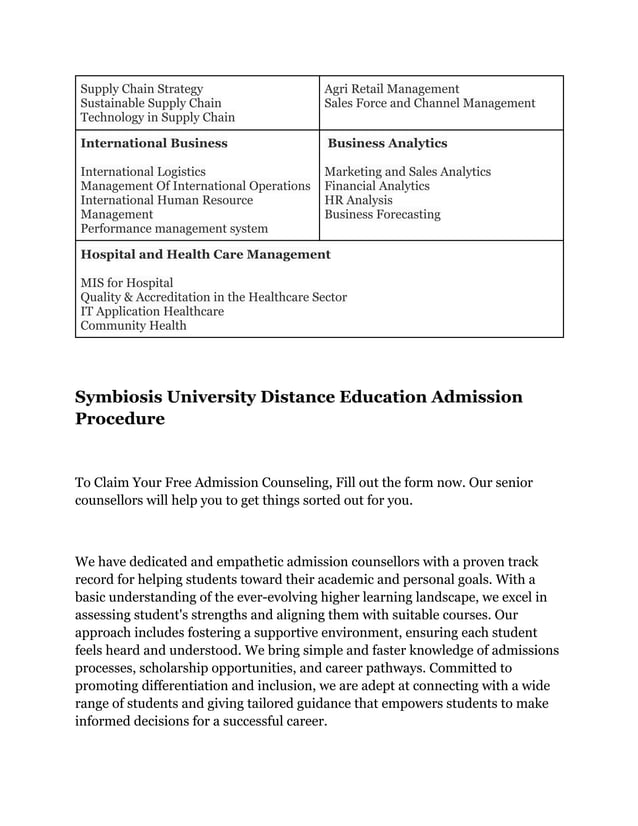 Symbiosis Centre for Distance Learning courses | PDF