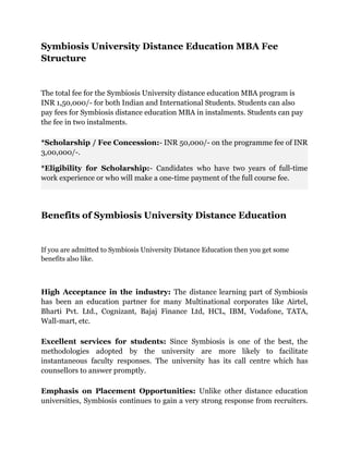 Symbiosis Centre for Distance Learning courses | PDF