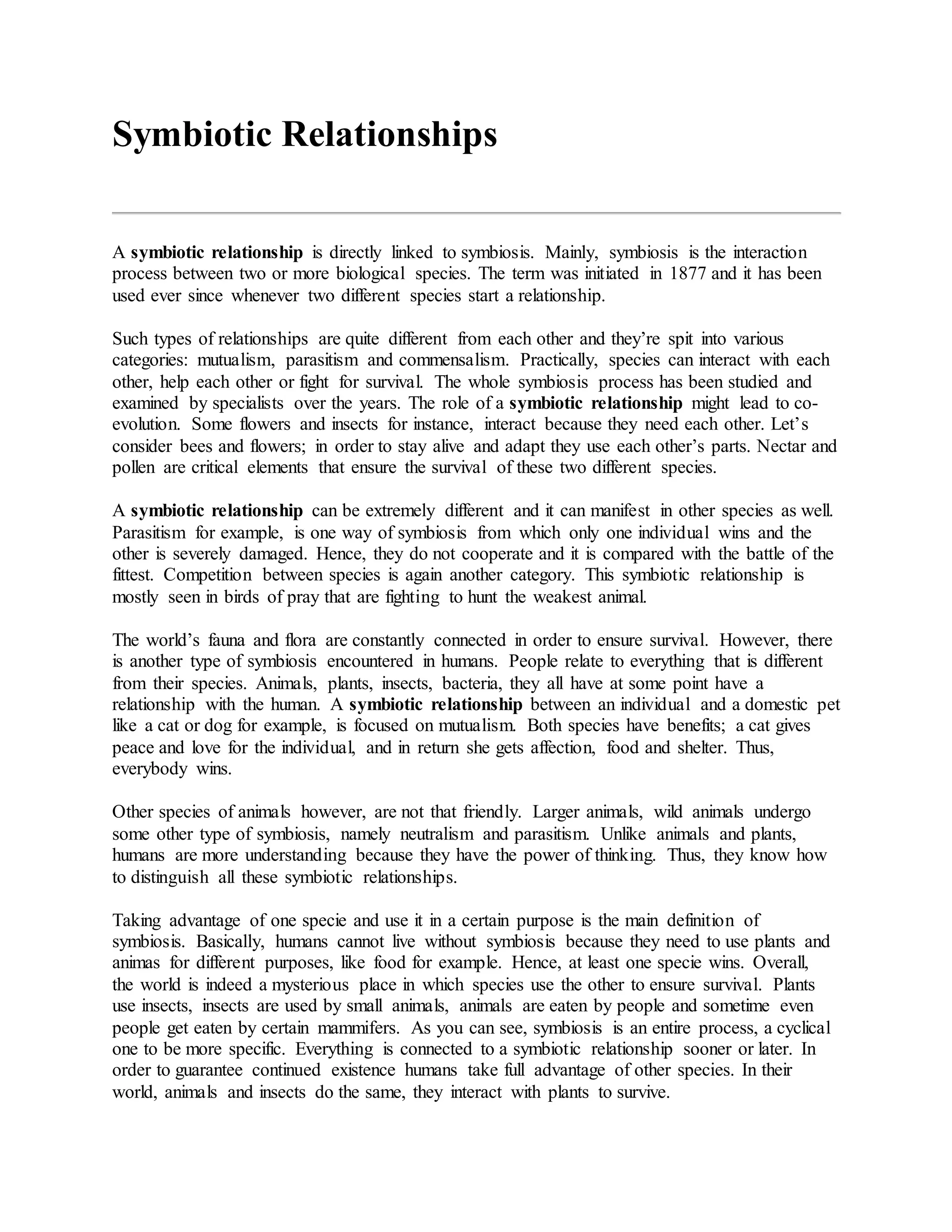 Symbiotic relationships | DOCX