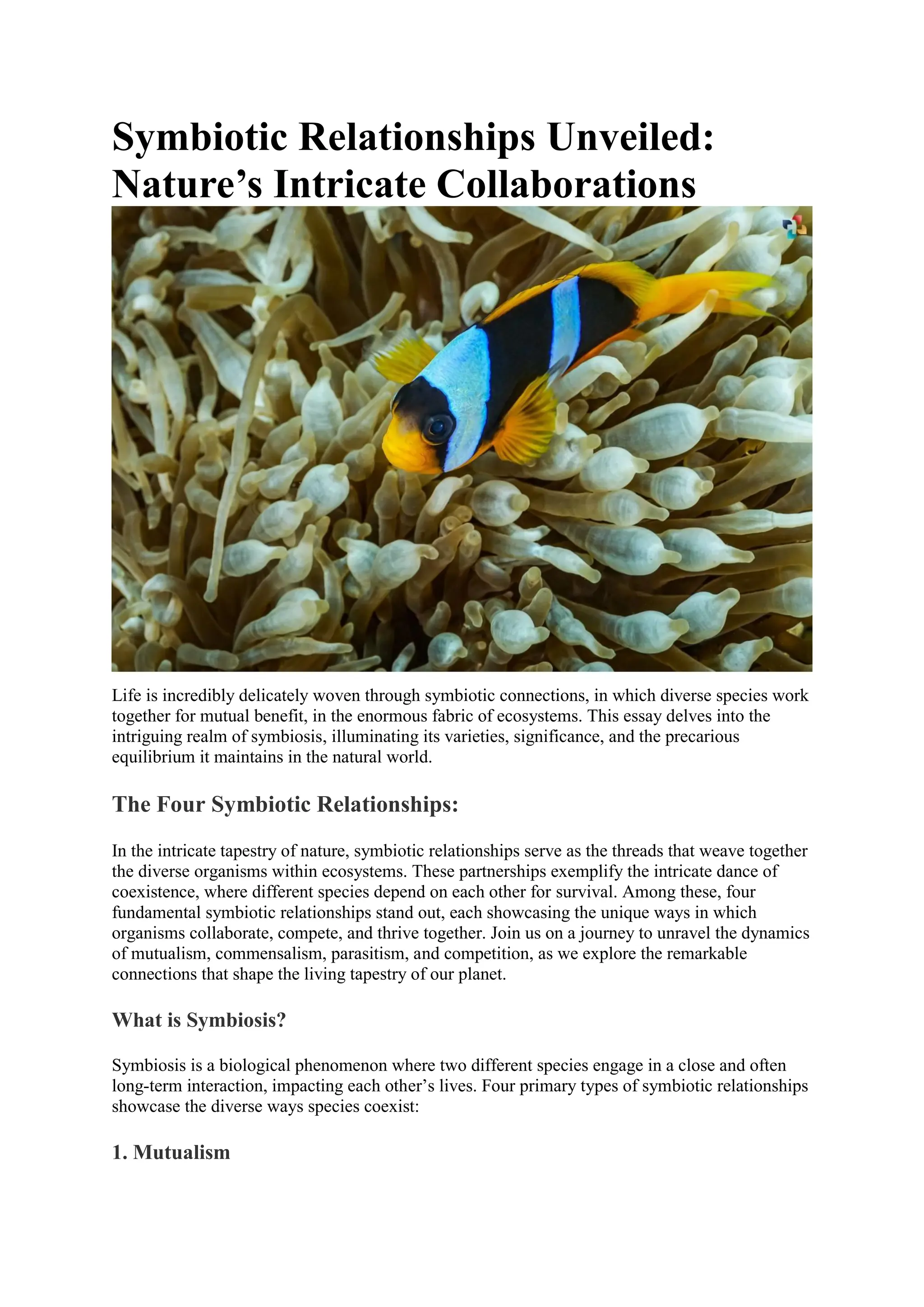 Exploring 5 Examples of Symbiotic Relationships | The Lifesciences Magazine | PDF