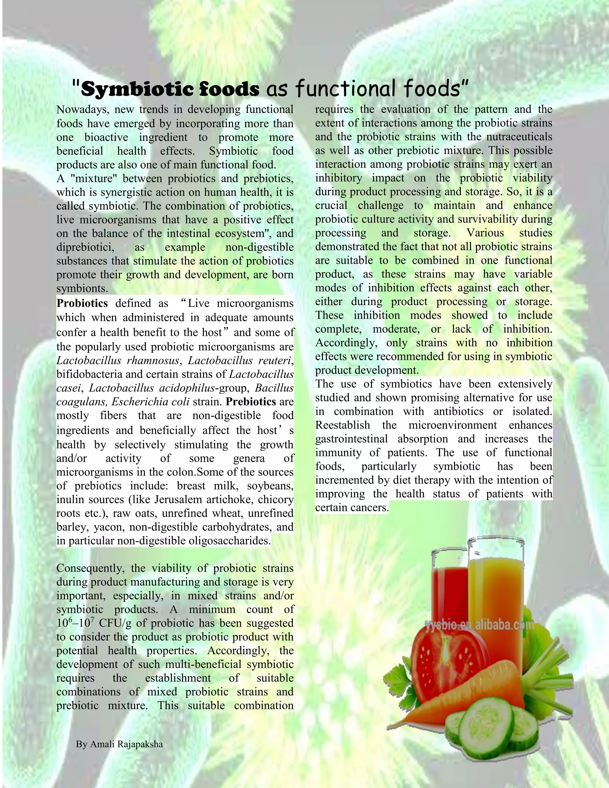 Symbiotic foods as functional foods | PDF