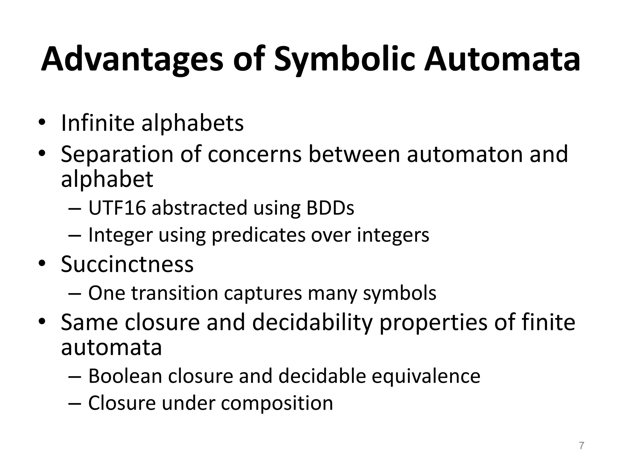Symbolic Automata = Automata + SMT solvers at ExCape14 | PPTX