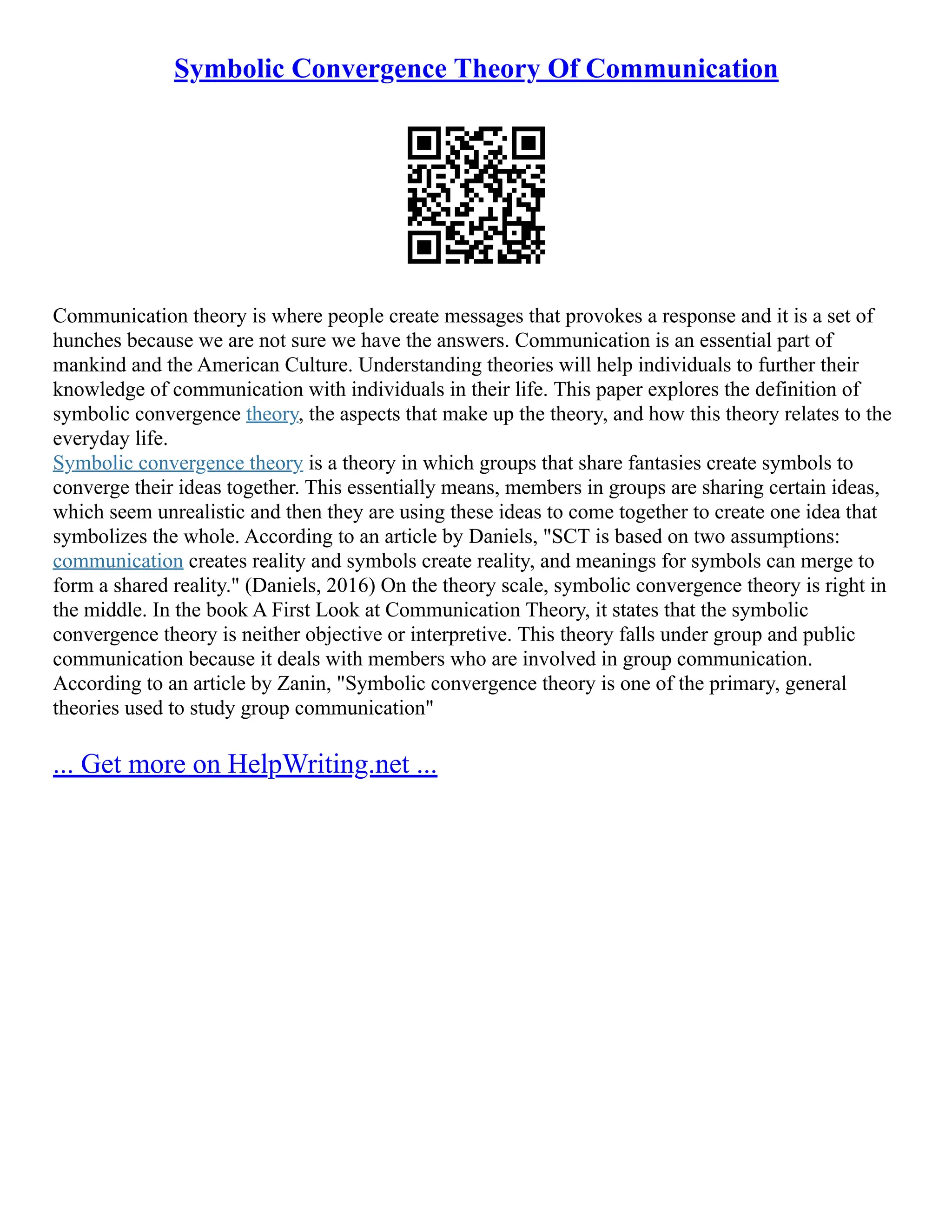 Symbolic Convergence Theory Of Communication | PDF