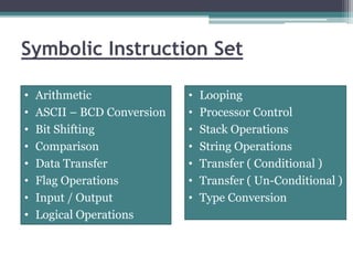 Symbolic instructions for 8086 micro processor | PPTX