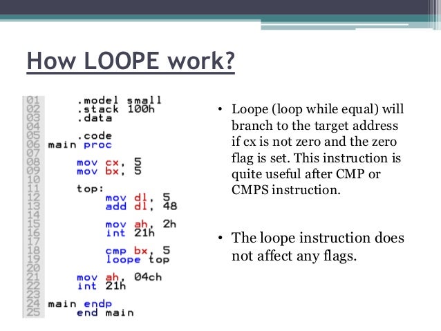 Symbolic instructions for 8086 micro processor