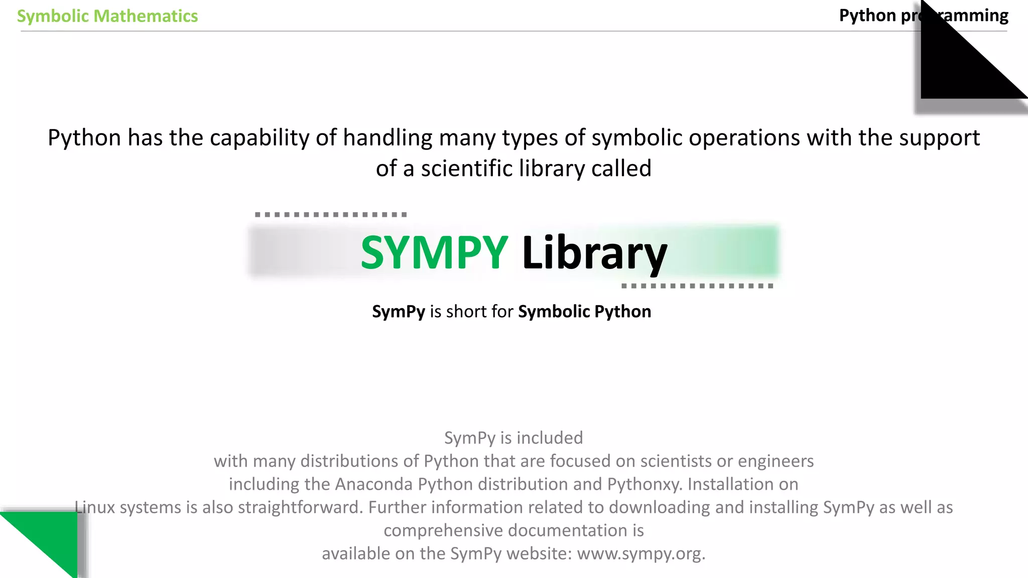 Symbolic mathematics | PPSX