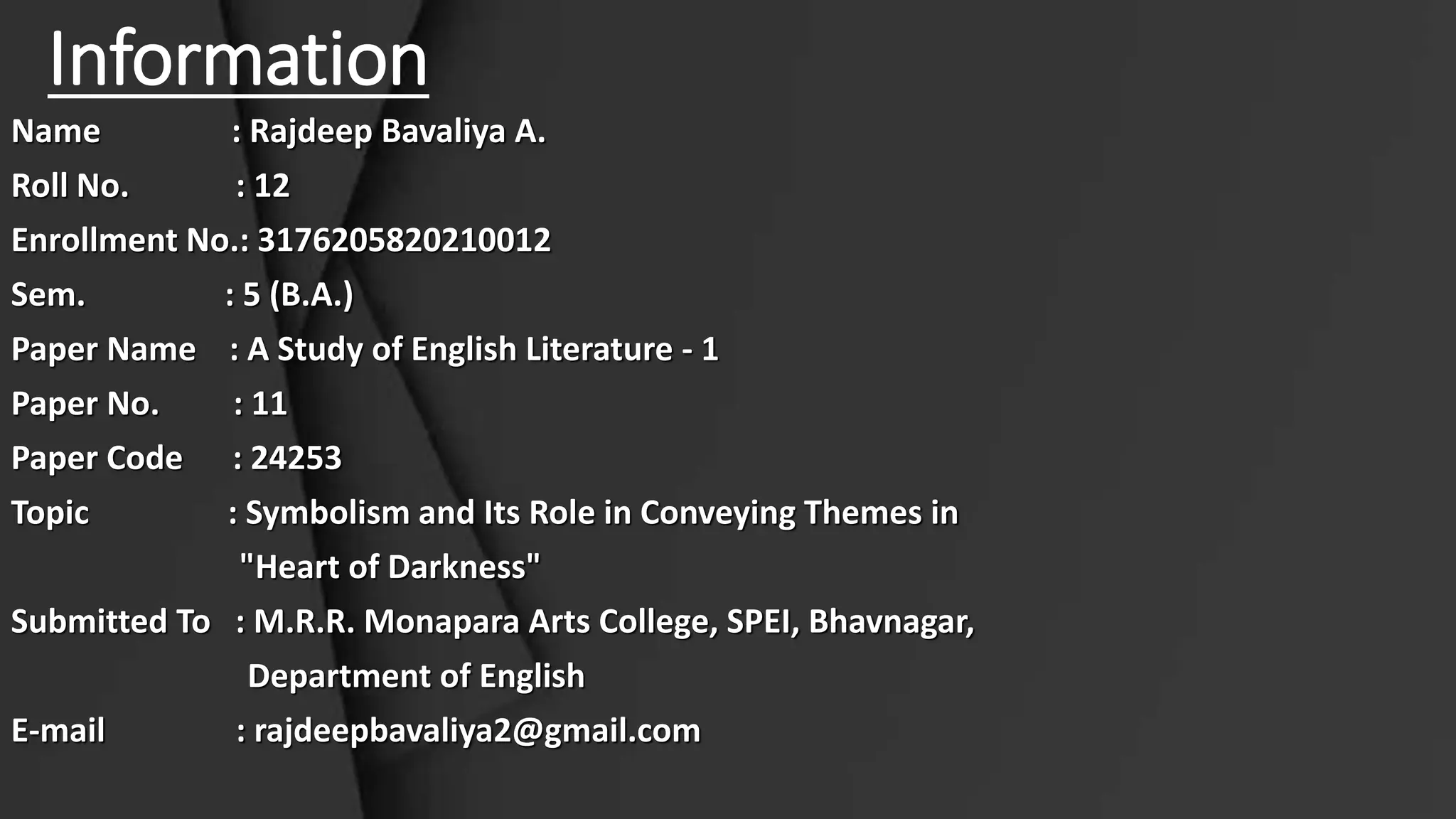 Symbolism | Heart of Darkness | Joseph Conrad | PPTX