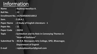 Symbolism | Heart of Darkness | Joseph Conrad | PPT