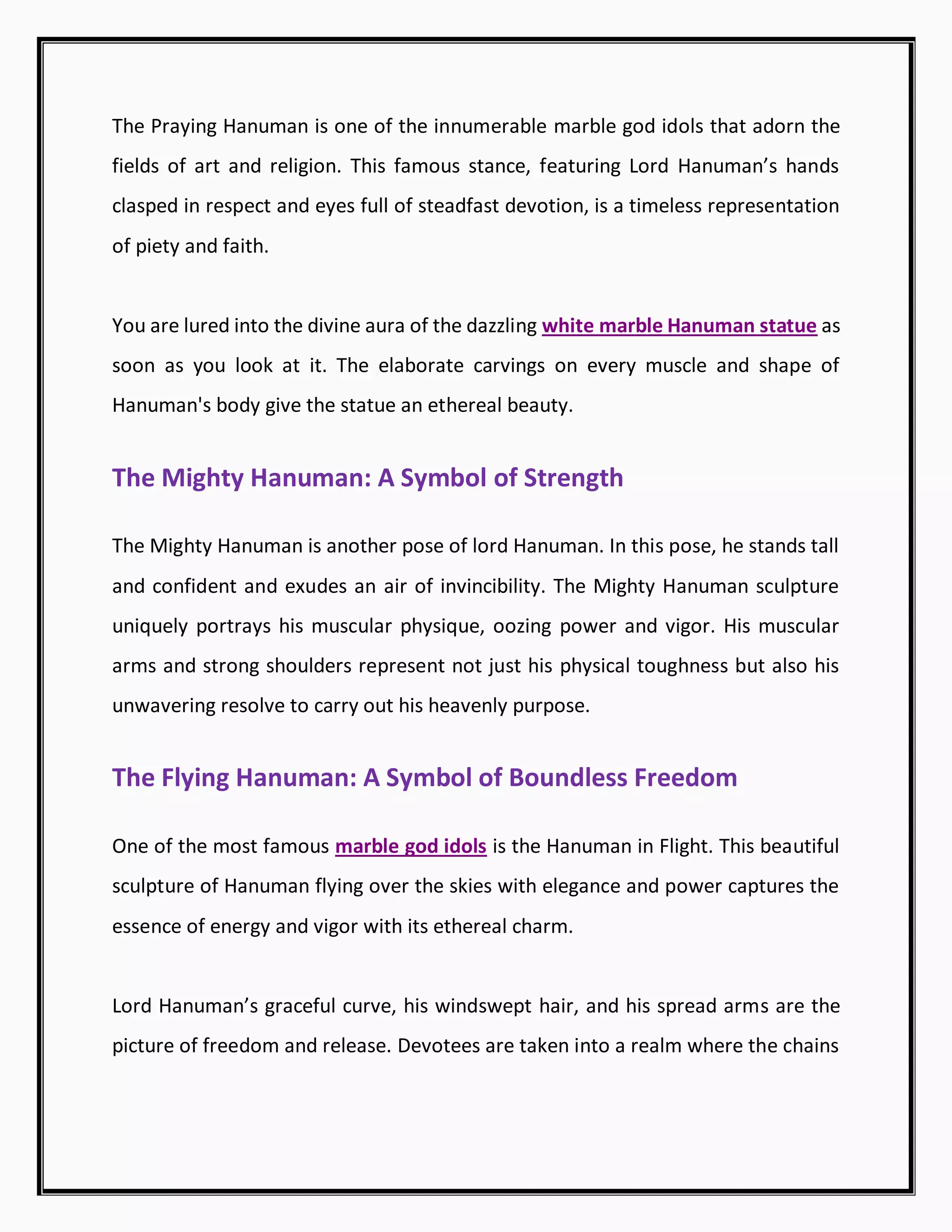 Symbolism in Sculpture: The Many Poses of Lord Hanuman | PDF