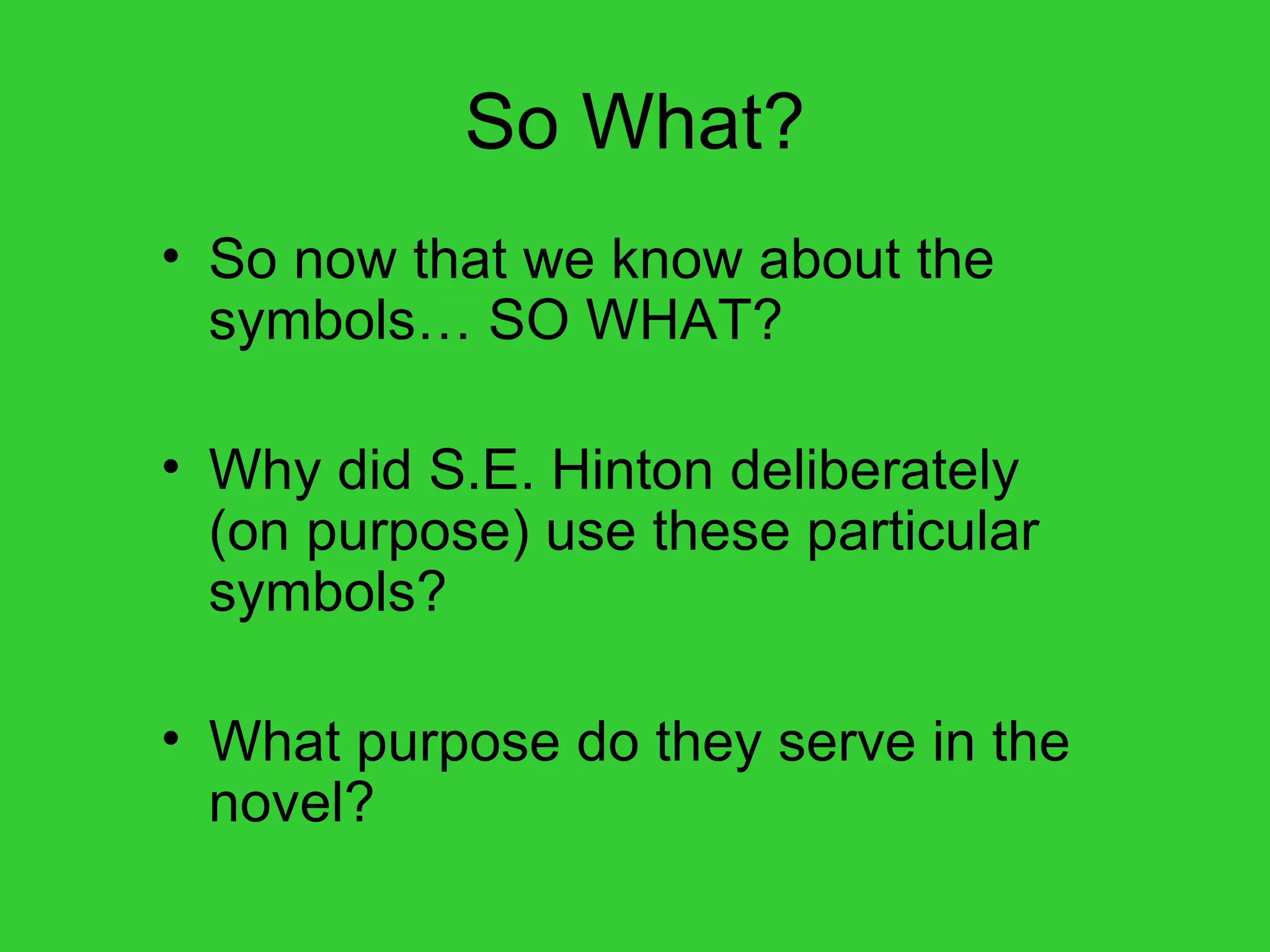 Symbolism in the outsiders for bookmark activity final | PPT