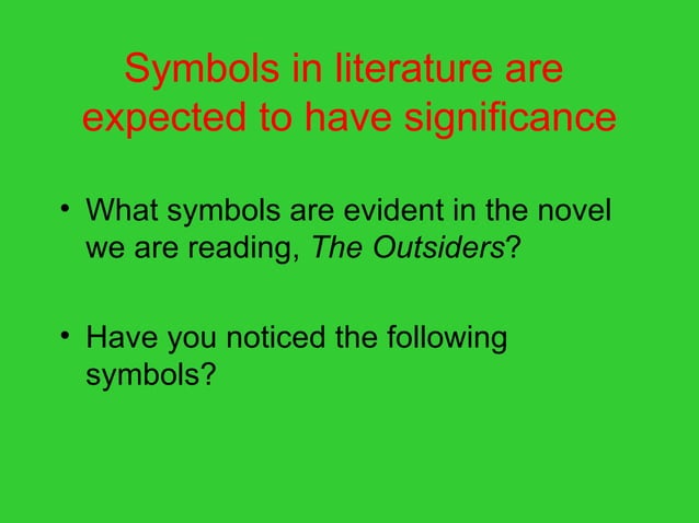 Symbolism in the outsiders for bookmark activity final | PPT