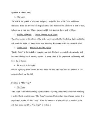 Symbolism in willam blake's the tyger | DOCX