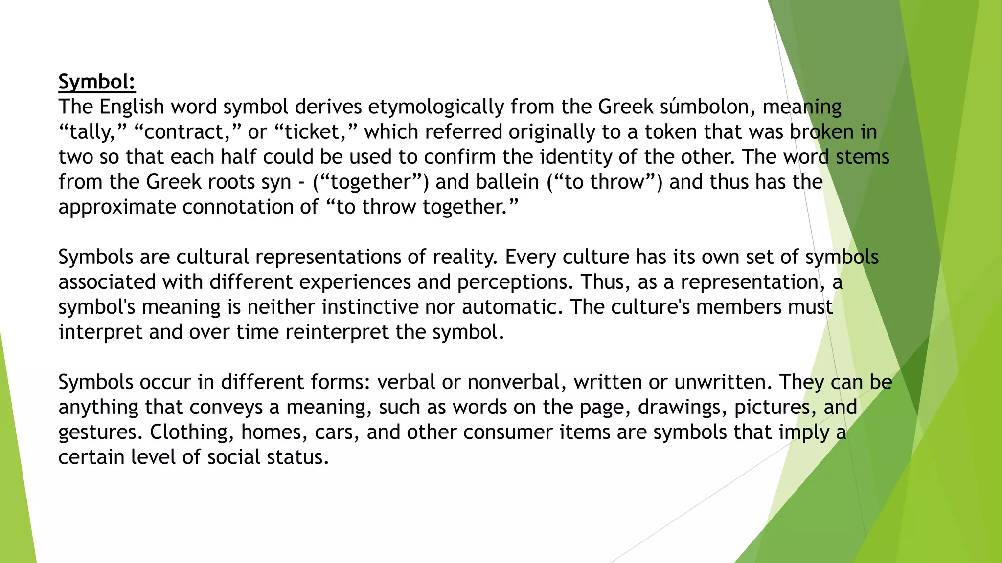 Symbolism – its significance and role in human | PPTX