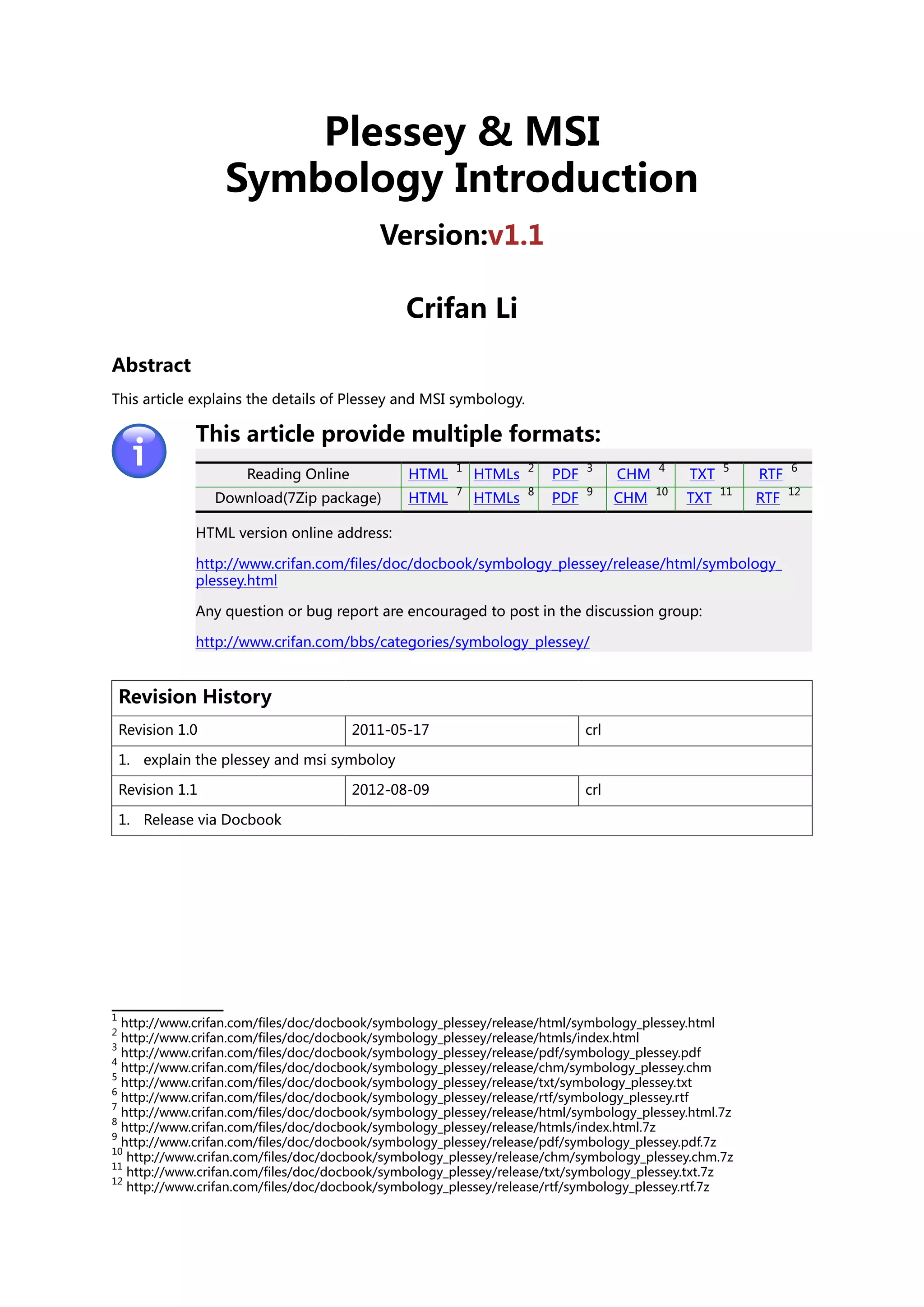 Symbology plessey | PDF