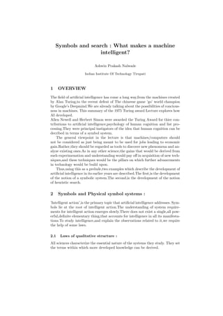 Symbols and Search : What makes a machine intelligent | PDF
