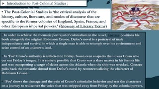 Symbols, Allegory and Motifs & Post-Colonialism in 'Foe' by J. M ...