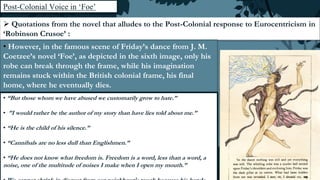 Symbols, Allegory and Motifs & Post-Colonialism in 'Foe' by J. M ...