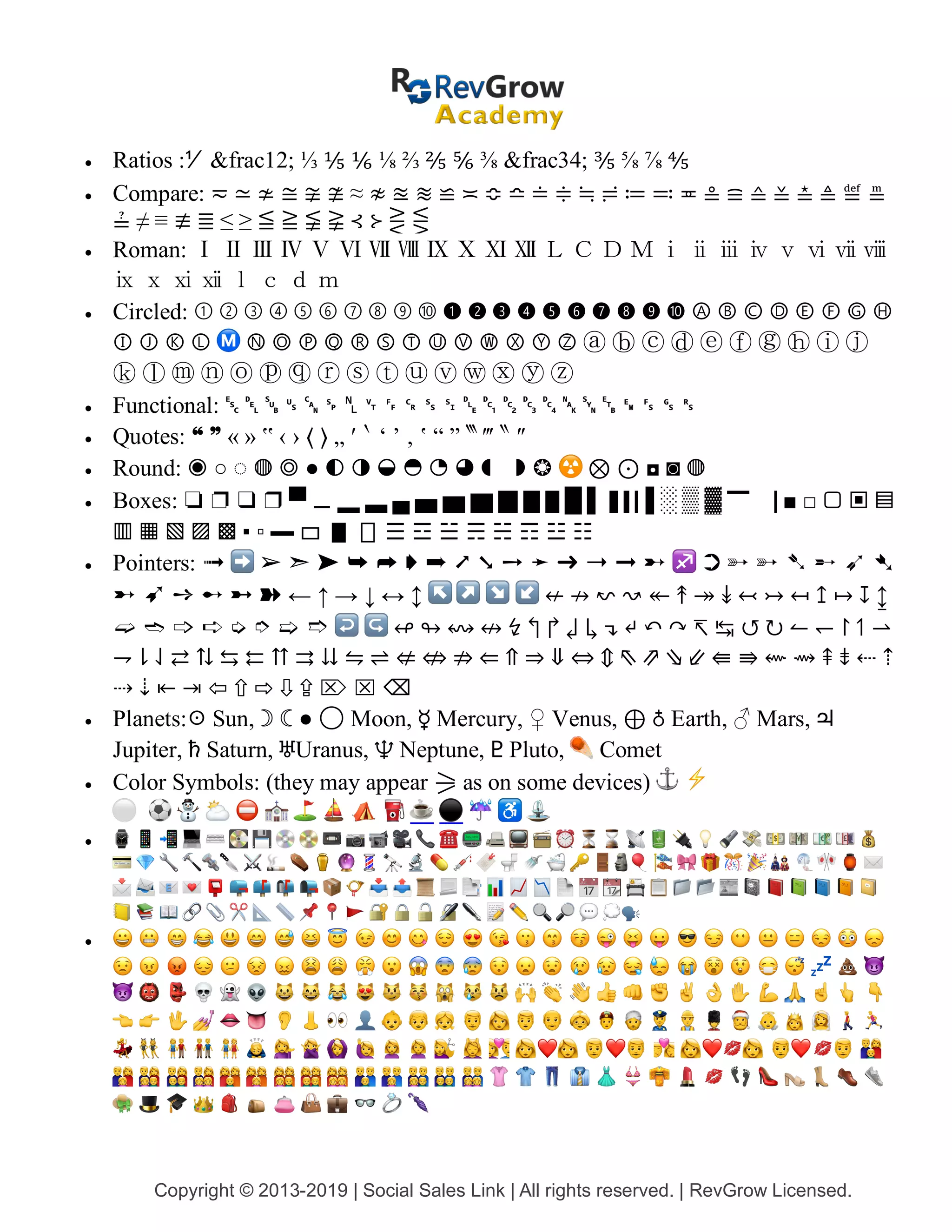 Symbols and emojis for your Linkedin profile and posts | PDF