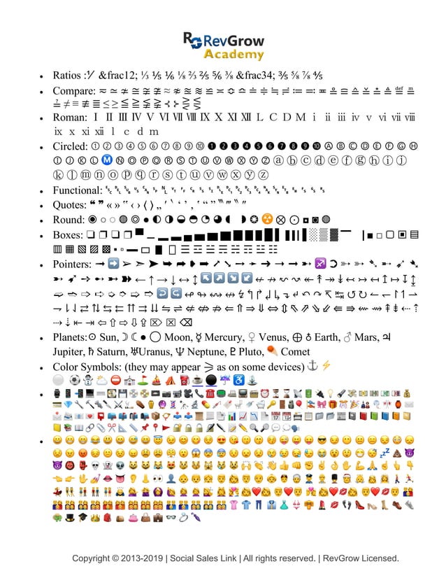 Symbols and emojis for your Linkedin profile and posts | PDF