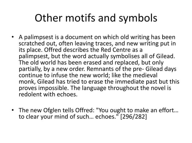 The Handmaid's Tale - Symbols and motifs | PPTX