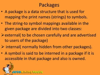 LISP:Symbols and packages in lisp | PPTX | Programming Languages ...