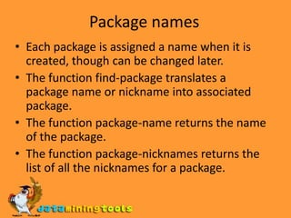 LISP: Symbols and packages in lisp | PPT