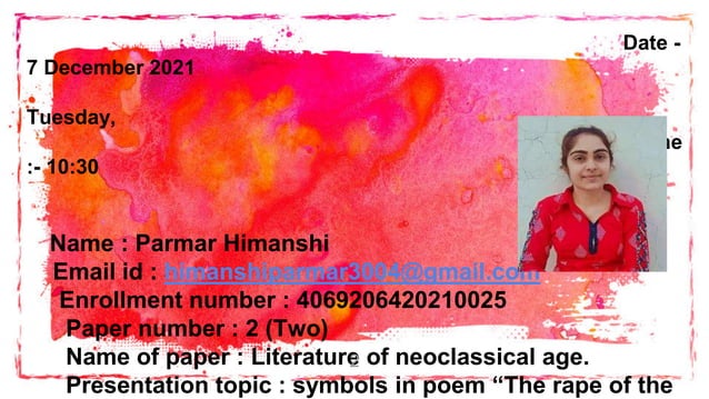 Symbols in poem 'Rape of The Lock' | PPTX | Poetry | Books and Literature