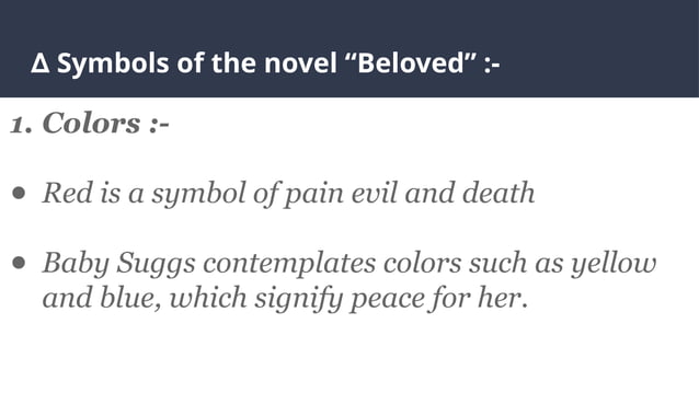 Symbols of the novel "Beloved" by Tone Morrison .pptx | Crime & Harmful Acts to Individuals ...