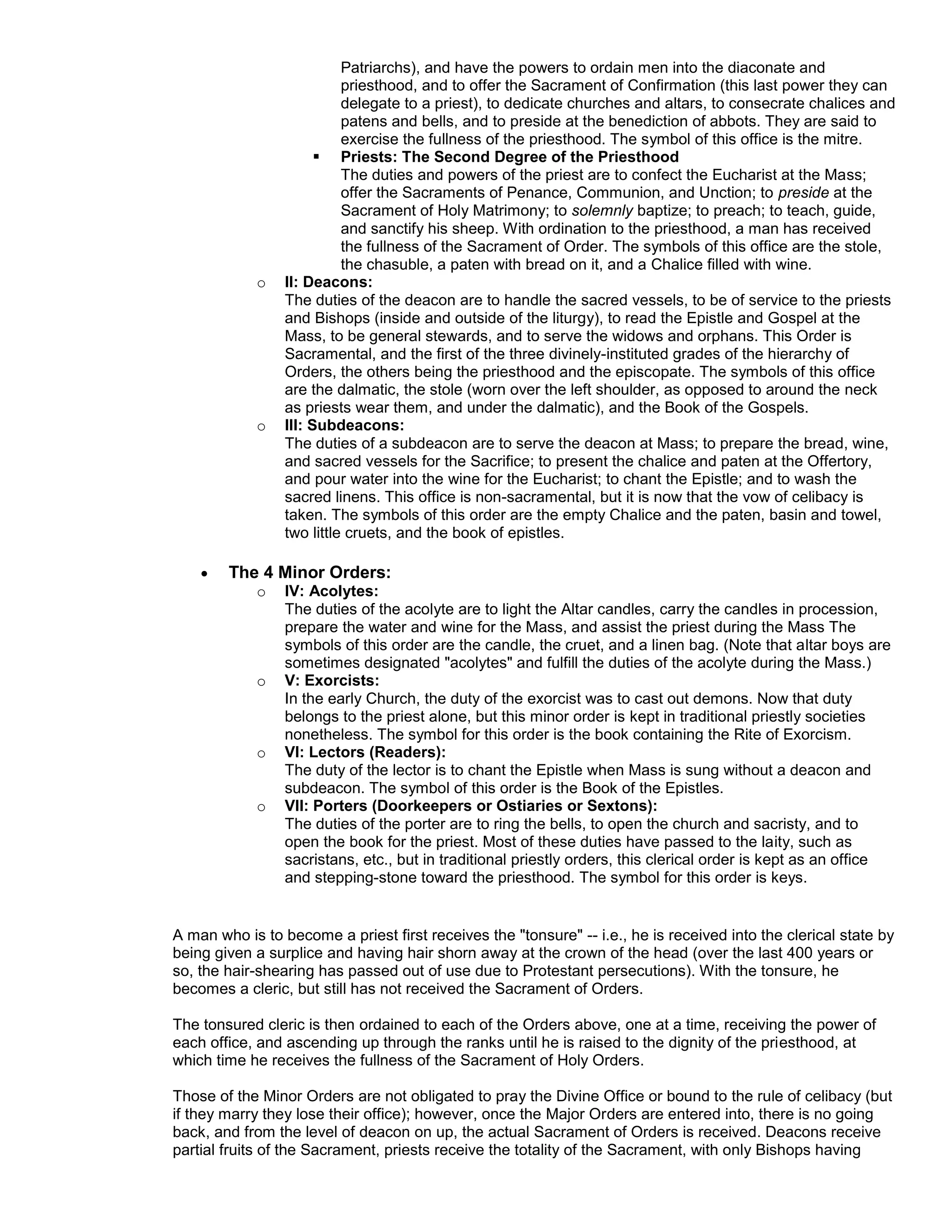 Symbols of holy orders | PDF