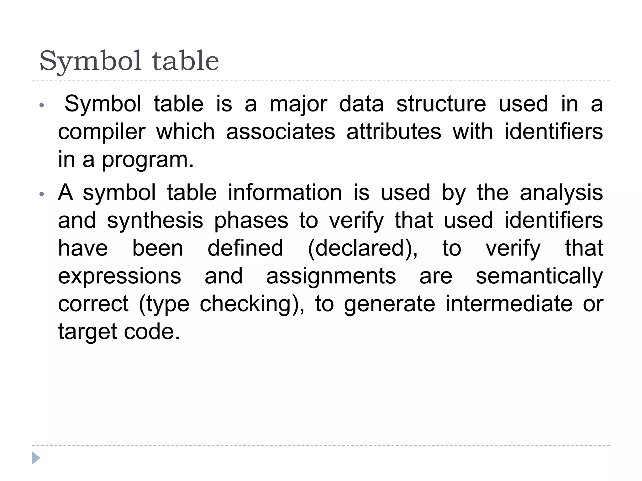 Symbol Table.pptx | Programming Languages | Computing