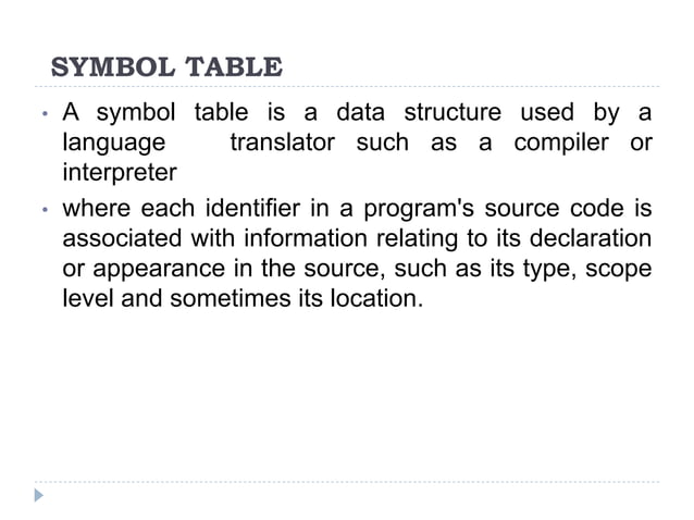 Symbol Table.pptx | Programming Languages | Computing