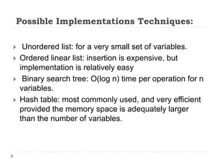 Symbol Table.pptx | Programming Languages | Computing