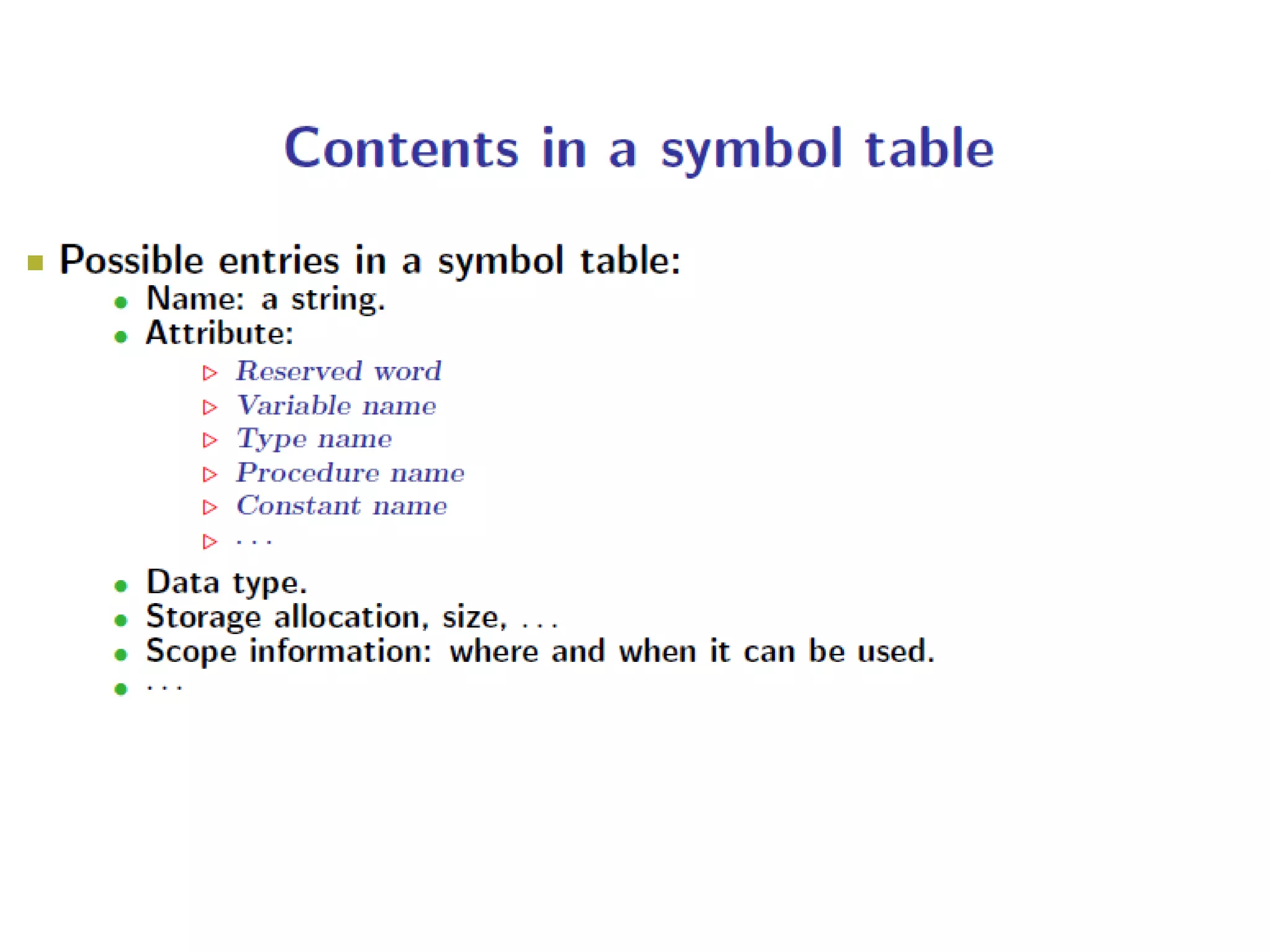 Symbol table in compiler Design | PDF