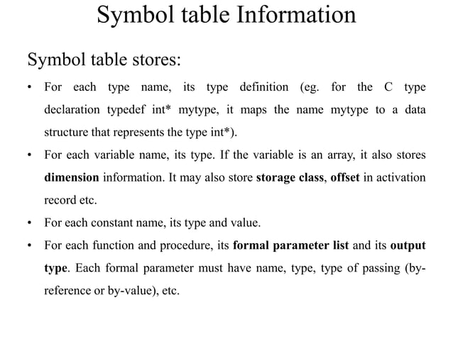 Symbol table in compiler Design | PDF