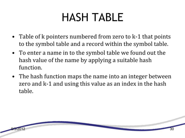 Symbol table design (Compiler Construction) | PPTX